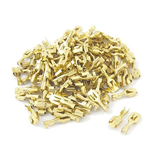 3NH® 100 Pcs Gold Tone 7mm Wide Female Spade Crimp Terminal Connectors ...