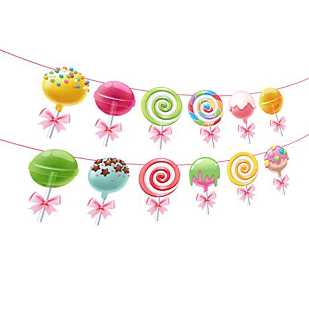 YATUSOTW Candy Banner Lollipop Garland Candyland Party Decorations ...