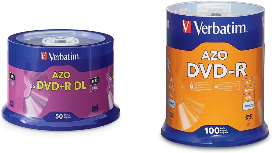 Amazon.com: Verbatim DVD+R DL 8.5GB 8X with Branded Surface - 50pk ...