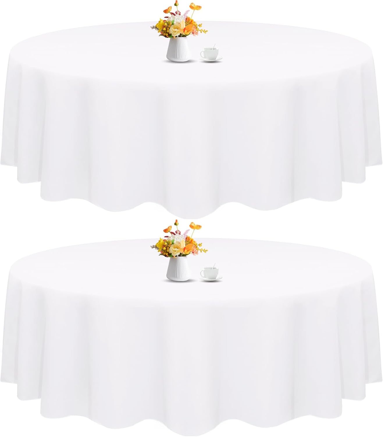 Amazon.com: HAISIWLKJ 2 Pack 90 Inch White Round Tablecloth for Round ...
