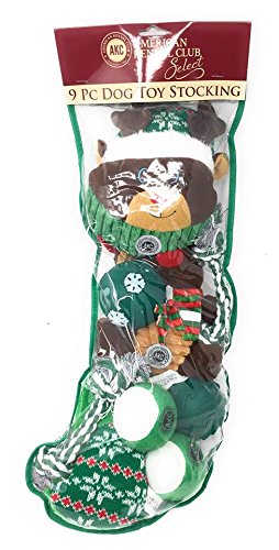9 Piece Dog Toy Stocking for the Christmas Holiday Season (Green ...