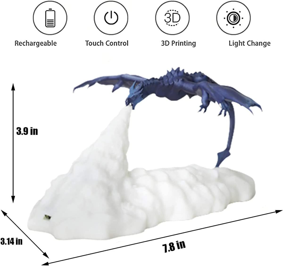 Lámparas de dragón volcán impresas en 3D lámpara de luna dragón de ...
