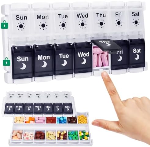 Amazon.com: HRX Package Pill Organizer 2 Times a Day, Easy Fill & Open ...