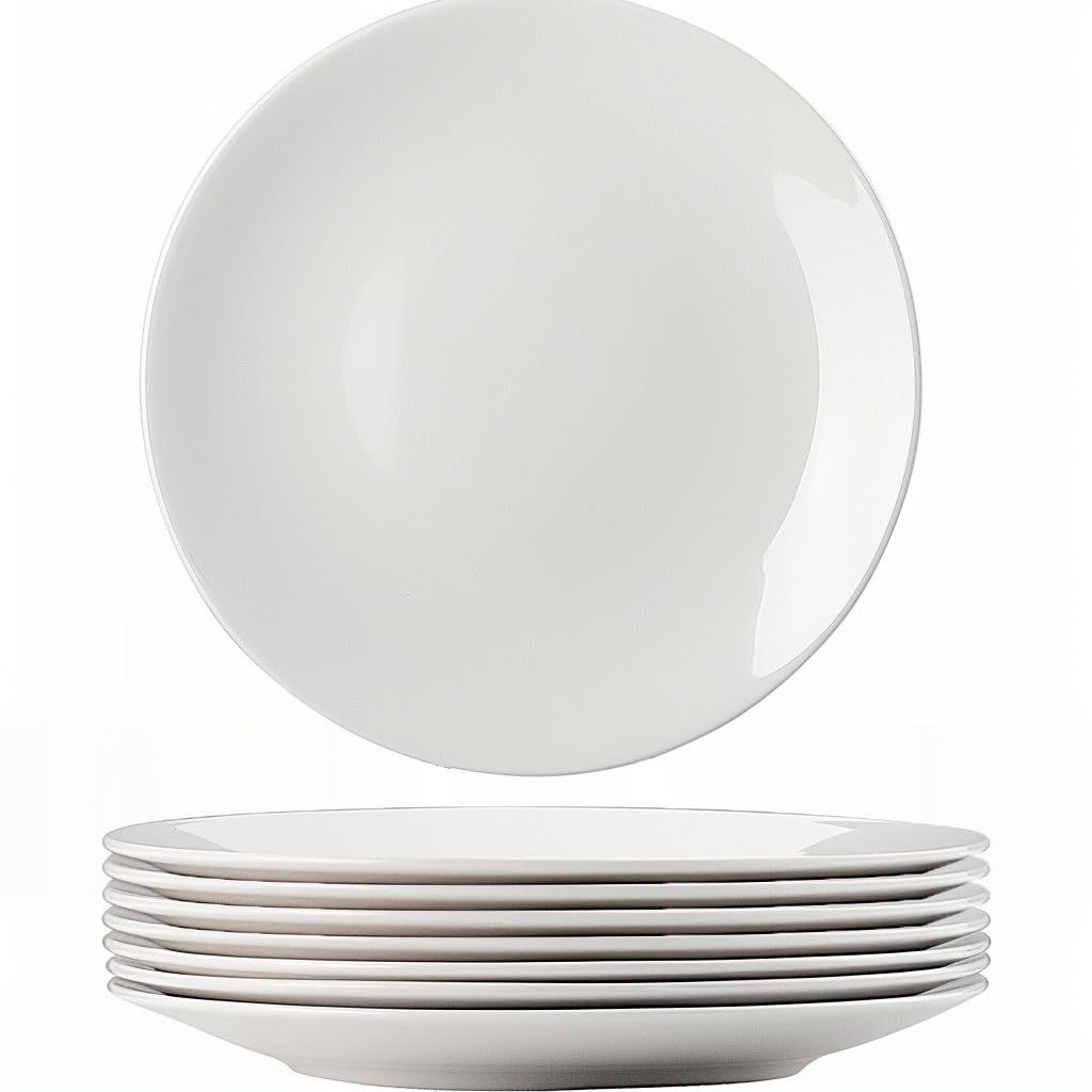 Amazon.com | Amazon 6-Piece 10.5" White Dinner Plates Lightweight Round ...