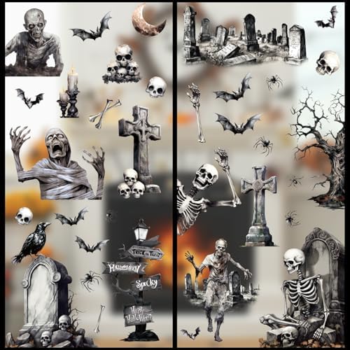 Amazon.com: CCINEE 8 Sheet Large Halloween Window Clings Sticker，Scary ...