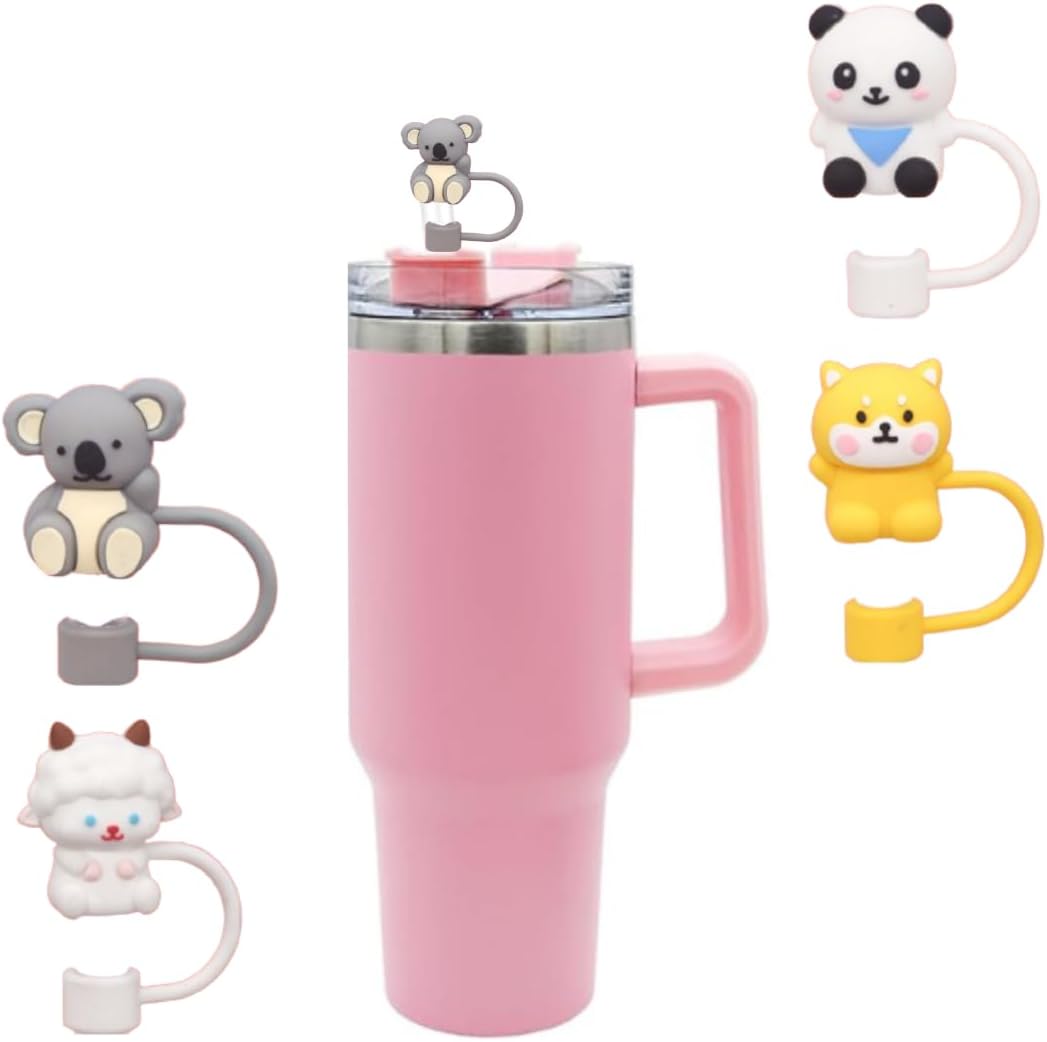 Amazon.com: 6pcs Animal Cute Silicone Straw Cover Caps for Stanley Cup ...