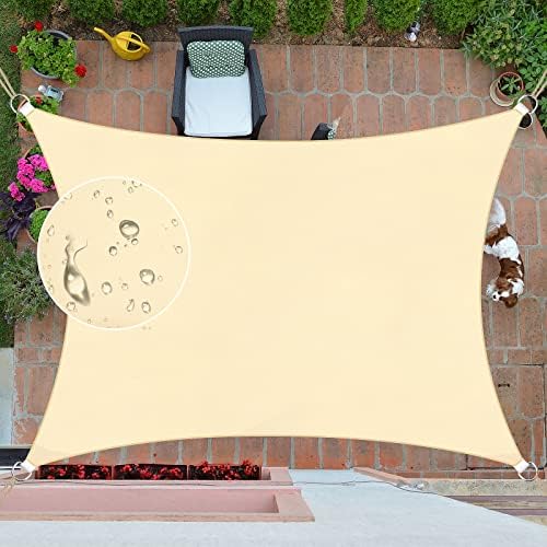 10ft×10ft Sun Shade Sail, Outdoor Rectangle Sun Sail Shade with 4 Ropes ...
