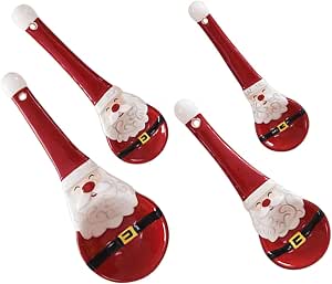 Amazon.com: CRILSTYLEO Cute Santa Claus Ceramic Measuring Spoon Set ...