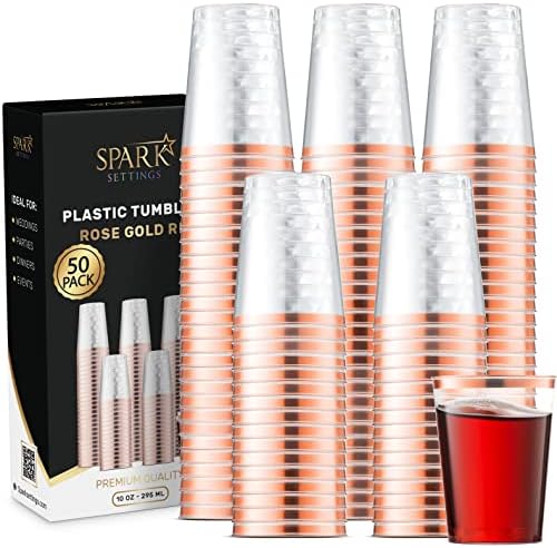 Amazon.com: 100 Rose Gold Plastic Cups 9 Oz Clear Plastic Cups Old ...