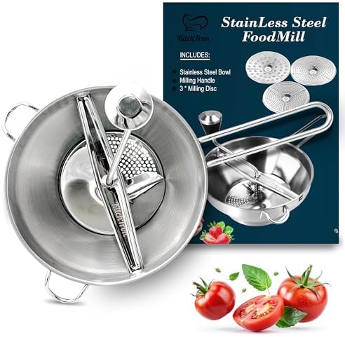 Amazon.com: KitchTron Food Mill with 3 Grinding Milling Discs,Bowl ...