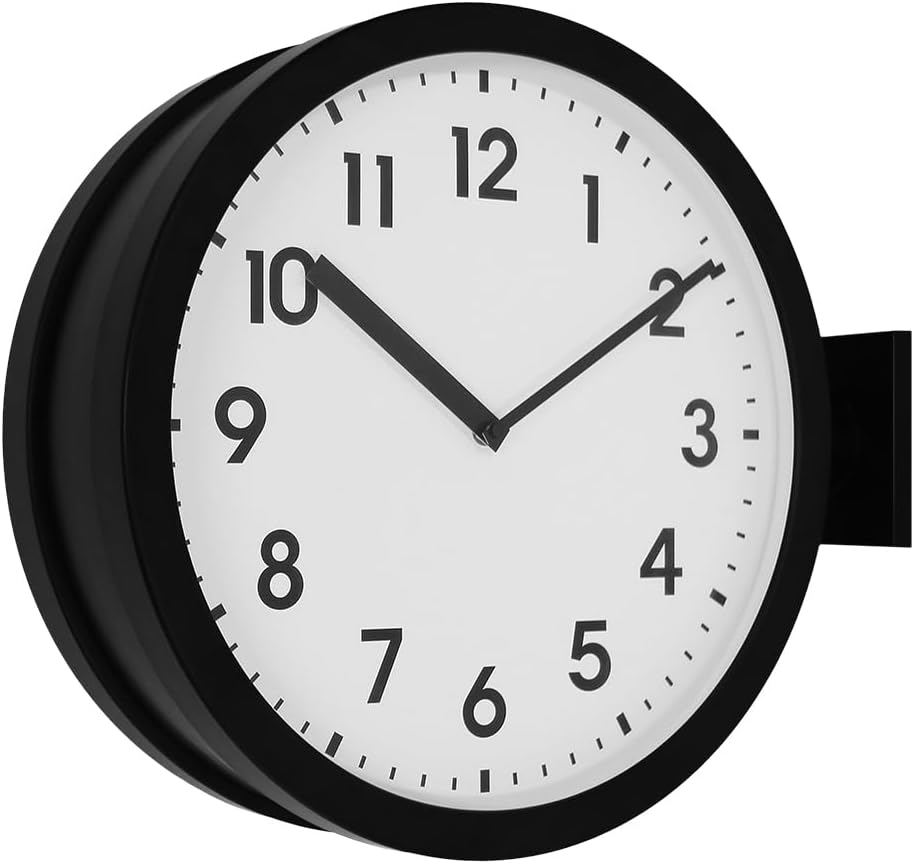 Amazon.com: BESTIME 66289A 15-Inch Double Sided Aluminum Wall Clock ...
