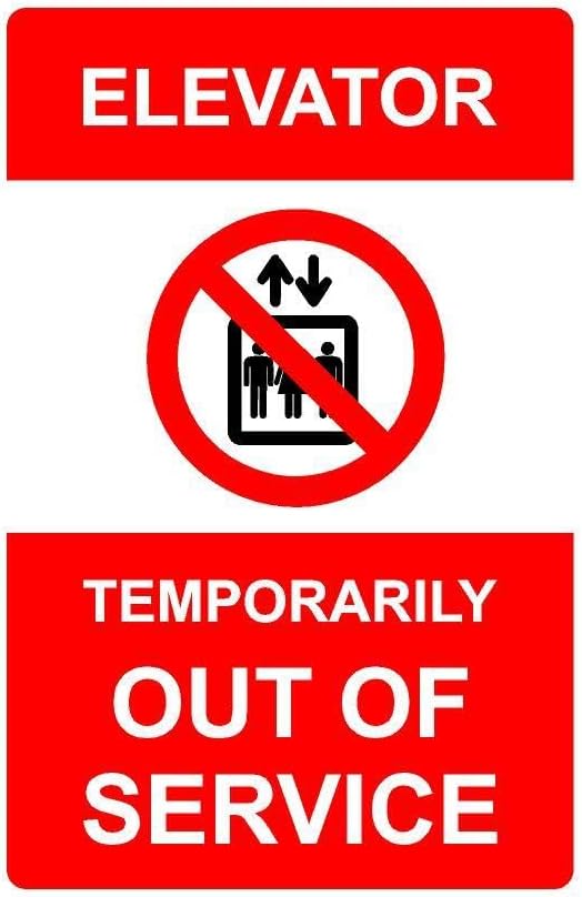 Elevator temporarily out of service safety sign - 1mm flexible plastic ...