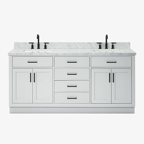 Amazon.com: ARIEL Double Vanity 73" Grey with 1.5" Edge Italian Carrara ...