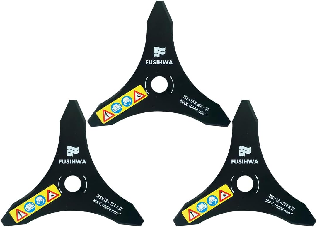 Amazon.com : FUSIHWA 3-Set 10" x 3 Teeth Carbon Steel Brush Cutter ...
