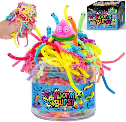 Stretchy Worm Fidget Toys for Autism ADHD Anxiety, Super Stretchy ...