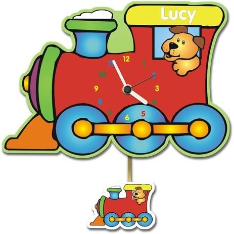 Personalised Choo Choo Train Pendulum Wall Clock : Amazon.co.uk: Baby ...