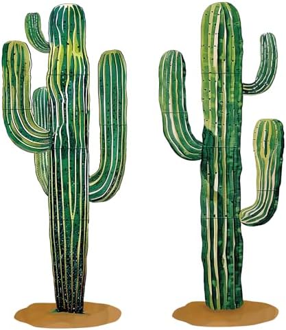 Amazon.com: Janlaugh 2 Pcs 6 Feet Large Boho Cactus Wall Decor Jointed ...