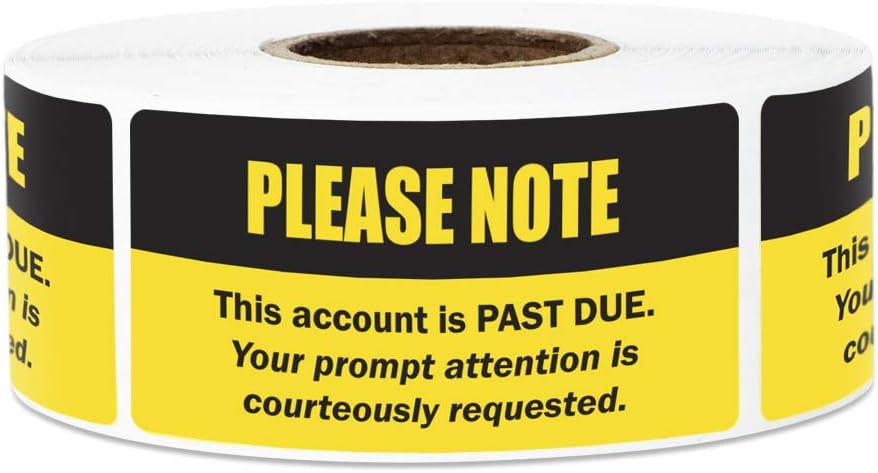 Amazon.com: Account Past Due Stickers - 2 x 1 Inch Bright Yellow ...
