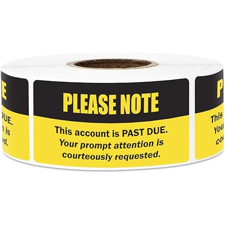 Amazon.com: Account Past Due Stickers - 2 x 1 Inch Bright Yellow ...