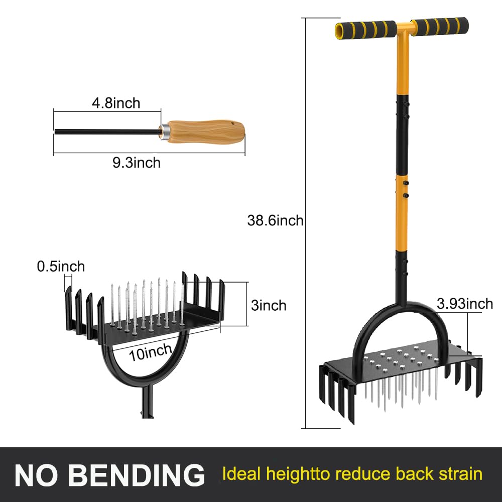 Aerator Lawn Tool & Core Aerator Upgraded 2 in 1, Spike Manual ...