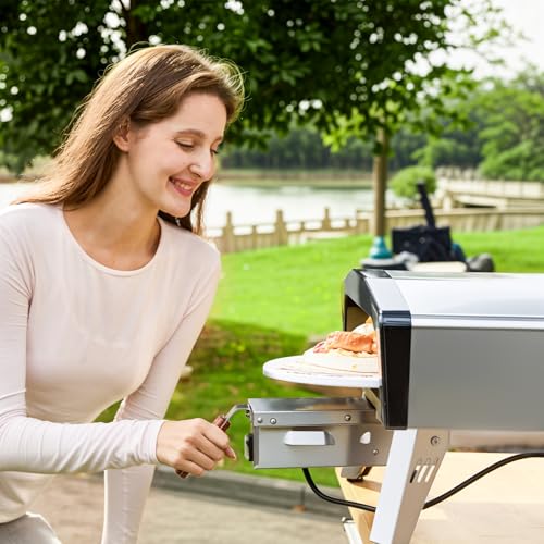 MELLCOM 20" Outdoor Gas Pizza Oven - Pull Out Handle & 360° Automatic ...