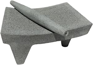 Generic Metate de Piedra Volcánica Gris 27.5x36 cm Tradicional Incluye ...