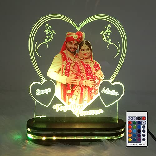 lampees Acrylic Personalized Heart Shape Photo Lamp for Couples Photo ...