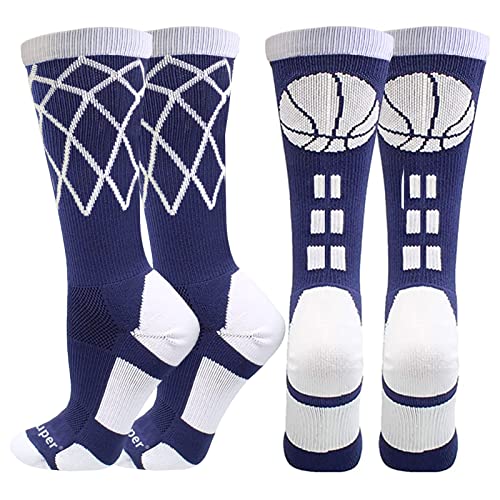 Youper Elite Basketball Socks (2 Pairs) with Basketball Logo & Net ...