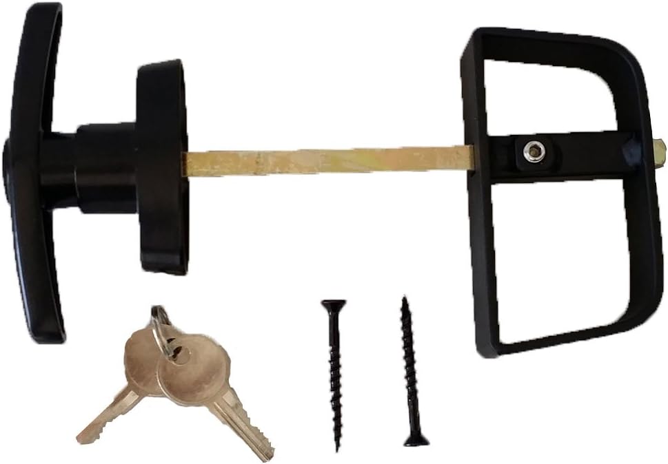 Amazon.com: Black T-Handle Lock, 2 Keys, 4-1/2" Stem, Shed, Barn ...