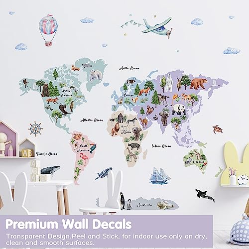 Snapklik.com : Animal World Map Kids Wall Decals Peel And Stick ...