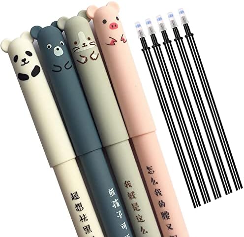 Rocita 4 Pcs Cute Animal Gel Pen, 0.35mm Cartoon Animal Erasable Ink ...