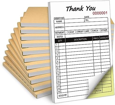 Amazon.com : Sales Order Books,2 Part Carbonless Sales Invoice Book for ...