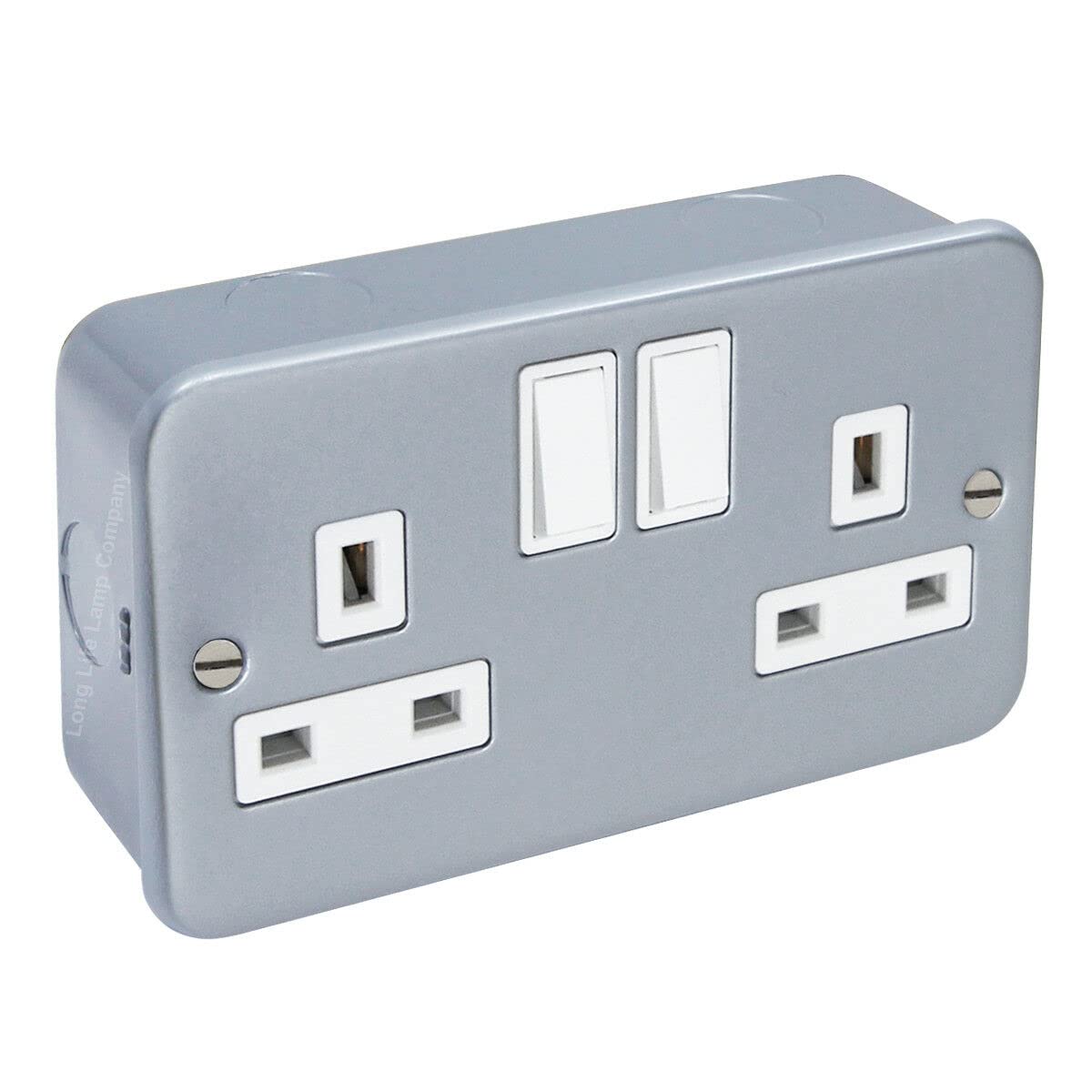 Metal Clad 13 Amp Double 2 Gang Switched Socket Twin Industrial Socket ...