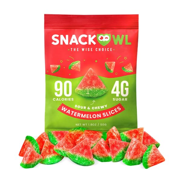 Amazon.com : Snack Owl Sour & Chewy Watermelon Slices Candy, 1.8 Ounce ...