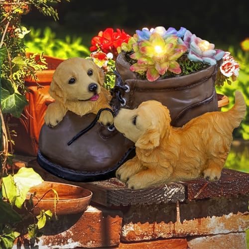 Amazon.com: XKFLAUHM Outdoor Solar Dog Statues with LED Light, Cute Dog ...