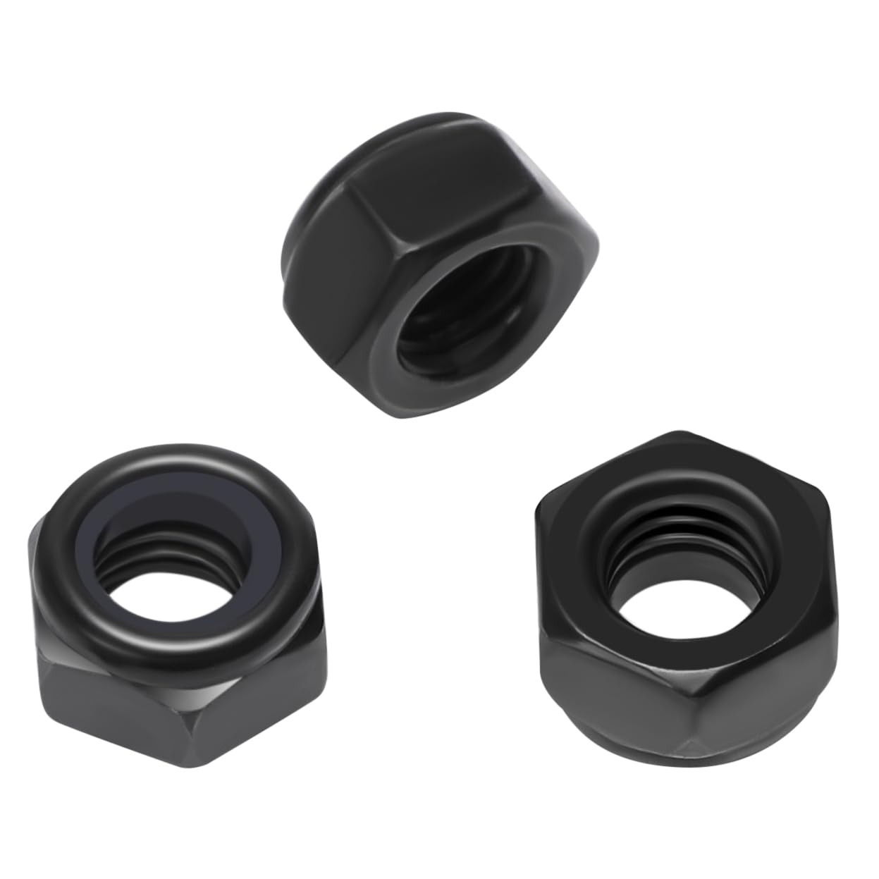 100Pcs M3 x 0.5mm Hex Lock Nuts Carbon Steel Nylon Insert Self-Locking ...
