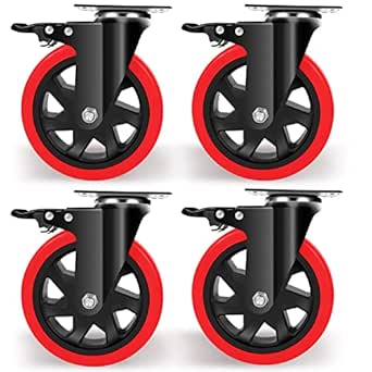 Nefish 6 Inch Heavy Duty Caster Wheels Set of 4, Locking Swivel Top ...