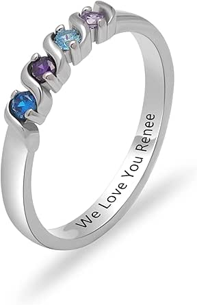 Amazon.com: Custom Stackable Birthstone Rings for Women 925 Sterling ...