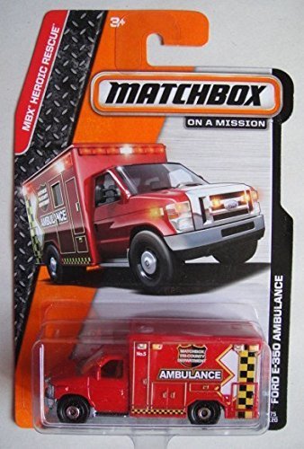 Amazon.com: Matchbox Heroic Rescue Red Ford E-350 Ambulance 75/120 ...