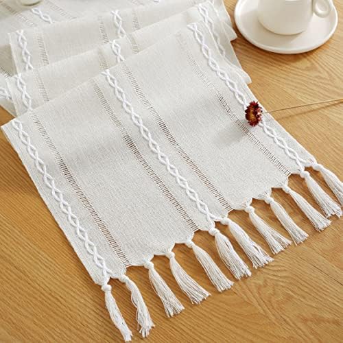Amazon.com: Ivory Macrame Table Runner Cream Boho Table Runner with ...
