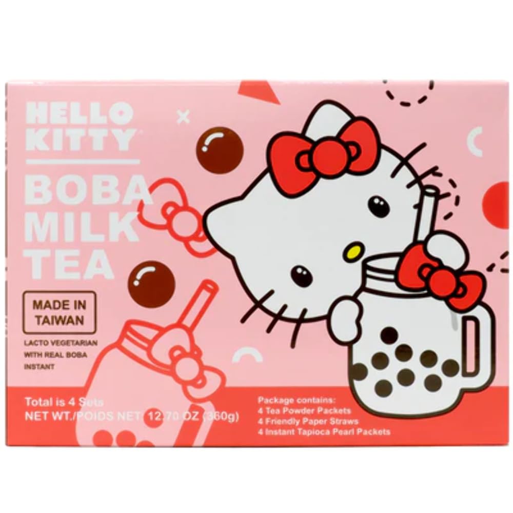 Amazon.com: Hello Kitty Boba Milk Tea Powder 4 Sets 360g : Grocery ...