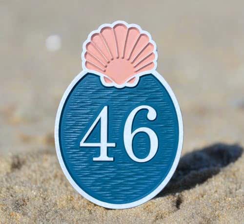 Amazon.com: Custom Scallop shell Address Sign- Carved and Painted House ...