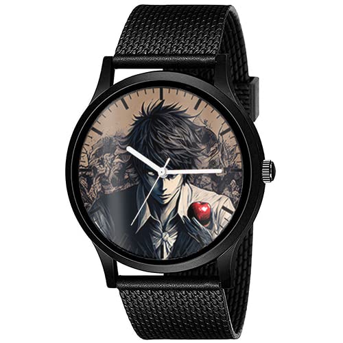 Buy AROA Watch New Watch for Death Note Light Yagami Men Black Metal ...