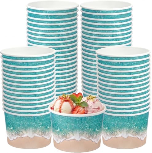 Amazon.com: Funnymoom 50 Pack Beach Ice Cream Cups 9 oz Ocean Waves ...