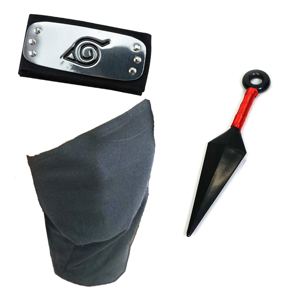 Lystin Naruto Cosplay Headband Kakashi Cosplay Mask Veil with Ninja ...