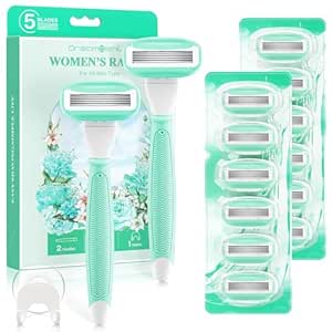 Amazon.com: Razors for Women Include 2 Non-Slip Handles and 14 Blade ...