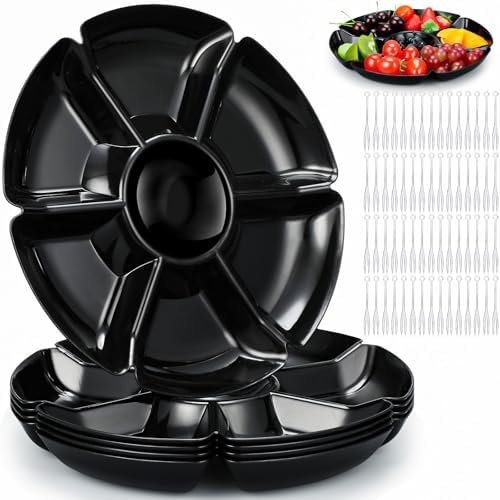 Amazon.com | Zhehao 6 Pcs Plastic Divided Serving Trays with 60 Pcs ...