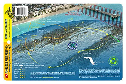 Anglin's Pier Reef Broward County Florida Waterproof Dive Card: Reef ...
