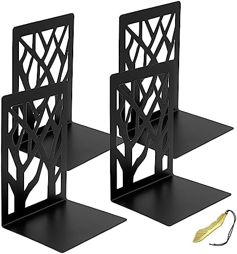 Bezavea 3 Pair/6 Pcs Book Ends, Metal Bookends Heavy Duty, Book Ends ...