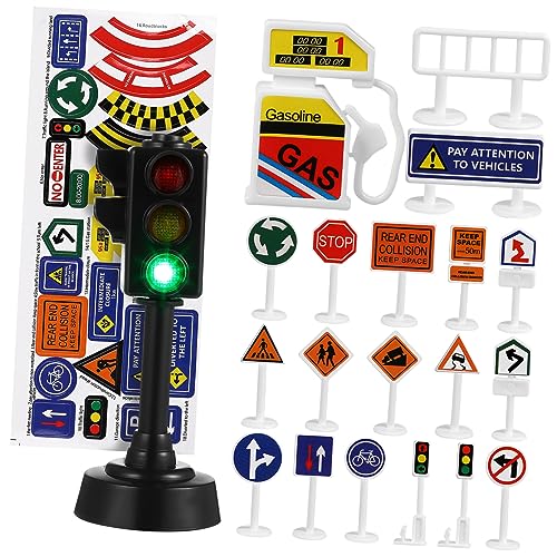 HANABASS 56Pcs Miniature Traffic Signs with Traffic Light Models for ...